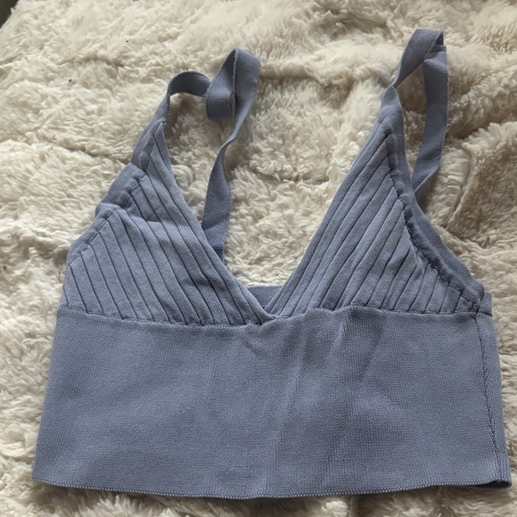 Zara | Intimates & Sleepwear | Zara Light Blue Ribbed Bralette | Poshmark